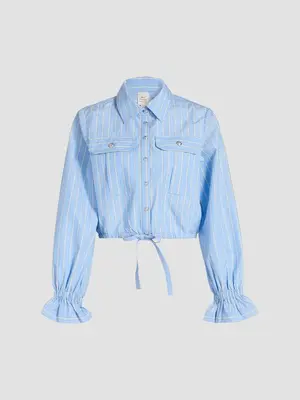 Cinq À Sept Prezley Lili-striped Tie-waist Crop Shirt