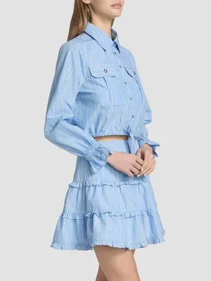 Cinq À Sept Prezley Lili-striped Tie-waist Crop Shirt