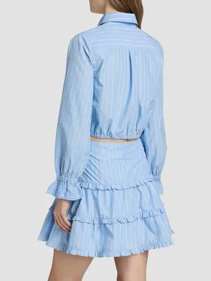Cinq À Sept Prezley Lili-striped Tie-waist Crop Shirt