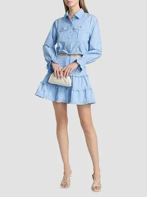 Cinq À Sept Prezley Lili-striped Tie-waist Crop Shirt