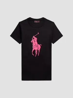 Polo Ralph Lauren Pink Pony Cotton Crewneck T-shirt - Black
