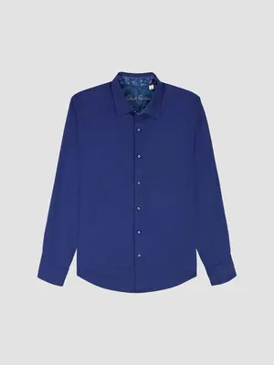 Robert Graham Hudson Paisley Jacquard Stretch-cotton Shirt - Navy