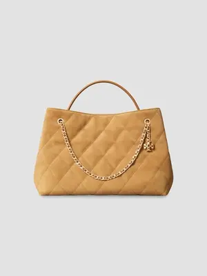 Tory Burch Fleming Suede Carryall Shoulder Bag