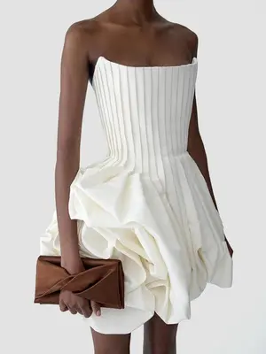 Carolina Herrera Pleated Gathered Rose-effect Minidress