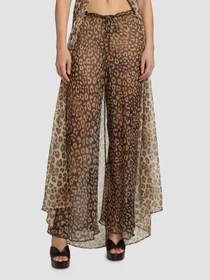 Ramy Brook Alayna Leopard Print Cover-up Pants
