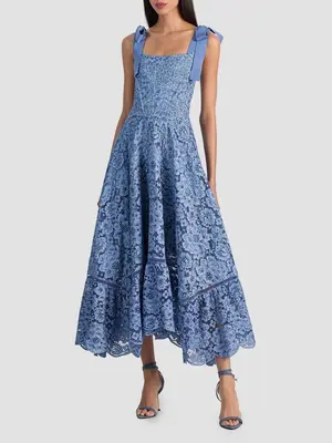 Alice + Olivia Rosalee Lace Bustier Midi-dress