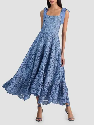 Alice + Olivia Rosalee Lace Bustier Midi-dress