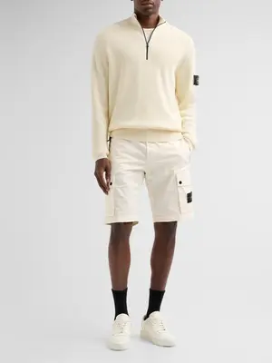 Stone Island Rib-knit Cotton Quarter-zip Sweatshirt