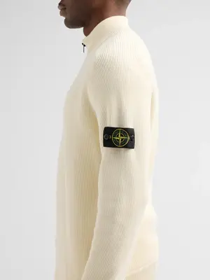 Stone Island Rib-knit Cotton Quarter-zip Sweatshirt