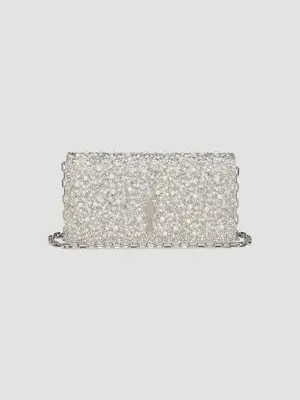 CHRISTIAN LOUBOUTIN Bettina Suede Strass And Pearls Clutch - Silver