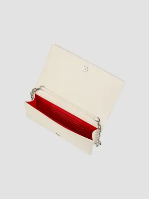 CHRISTIAN LOUBOUTIN Bettina Suede Strass And Pearls Clutch - Silver