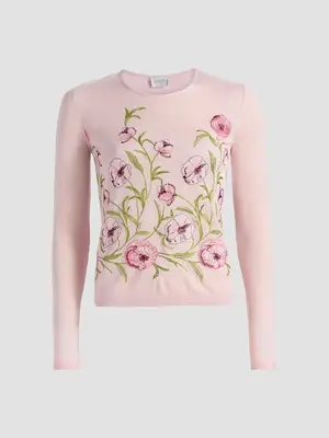 Giambattista Valli Floral Embroidered Cashmere-silk Top