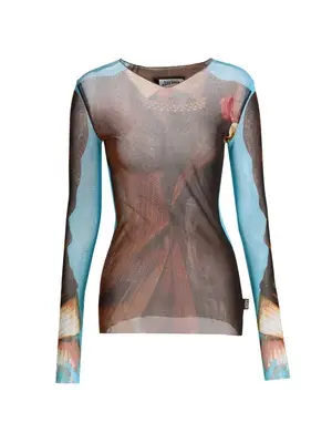 JEAN PAUL GAULTIER Le Tennis Costume Printed Long-sleeve Top