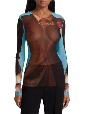 JEAN PAUL GAULTIER Le Tennis Costume Printed Long-sleeve Top