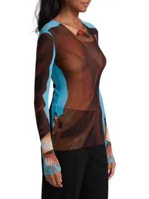 JEAN PAUL GAULTIER Le Tennis Costume Printed Long-sleeve Top