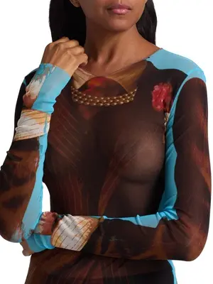 JEAN PAUL GAULTIER Le Tennis Costume Printed Long-sleeve Top