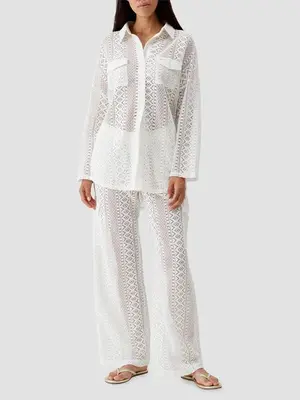 Melissa Odabash Elena Crochet Oversized Shirt