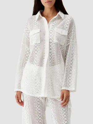 Melissa Odabash Elena Crochet Oversized Shirt