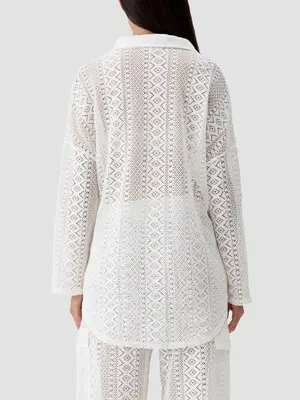 Melissa Odabash Elena Crochet Oversized Shirt - Ivory