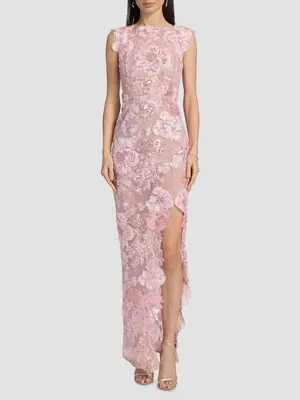 BRONX BANCO Capri Ellie Sequined Gown - Blush
