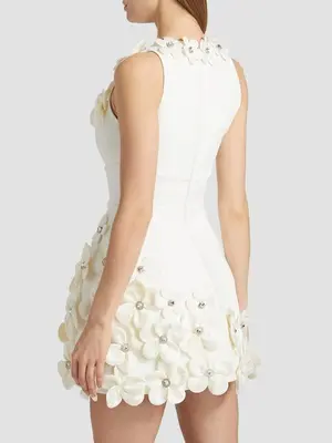 BRONX BANCO Estelle Crystal-embellished Floral-appliquéd Minidress