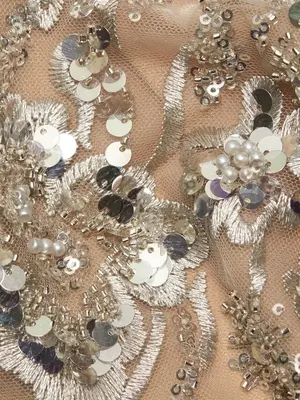 BRONX BANCO Violet Floral Sequin Gown