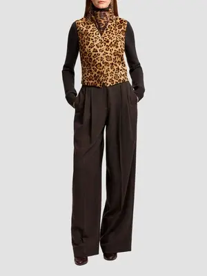 Ralph Lauren Brennen Leopard-print Calf Hair Vest