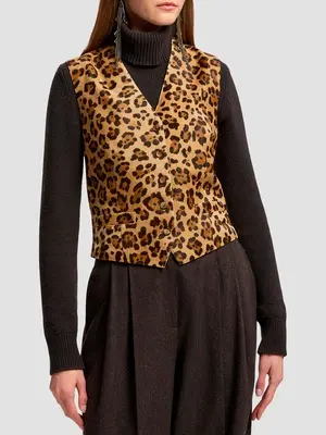 Ralph Lauren Brennen Leopard-print Calf Hair Vest