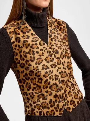 Ralph Lauren Brennen Leopard-print Calf Hair Vest