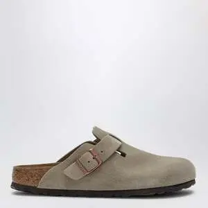 BIRKENSTOCK Taupe Boston Clogs In Suede Beige