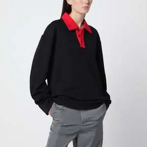 LII Red Oversized Cotton Polo Shirt
