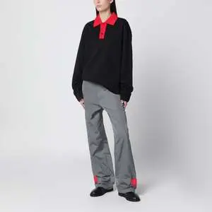 LII Red Oversized Cotton Polo Shirt