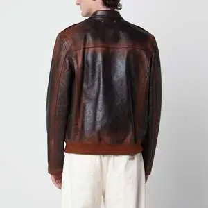 GOLDEN GOOSE Vintage-effect Leather Bomber Jacket