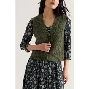 SEASALT CORNWALL Pendouer Cable Knit Sweater Vest - Alpine