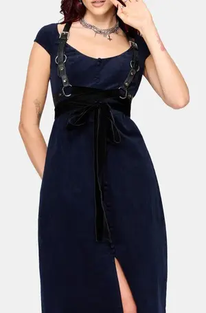 DISTURBIA Leona Off-shoulder Cord Midi Dress