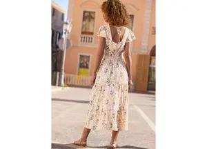 LASCANA Flutter Sleeve Floral Dress