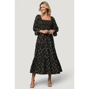 BALTIC BØRN Margareta Tiered Dress - Black Floral