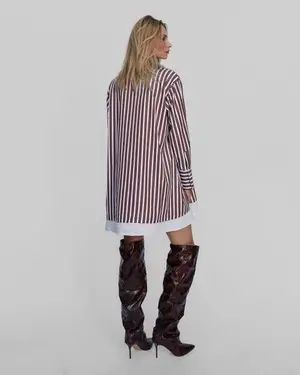 THEO THE LABEL Lalia Stripe Layer Mini Shirtdress