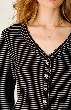 PJ Salvage Pretty Stripes Long Sleeve Sleep Top