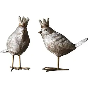 OLIVE GROVE Resin Bird With Crown, Finish - Gold