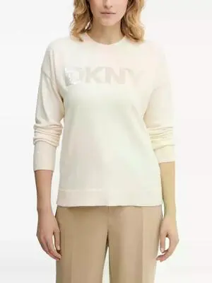 Dkny Sequin-logo Knitted Sweater