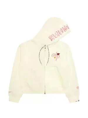 AAPE BY *A BATHING APE Logo-embroidered Zip-up Hoodie - Neutrals