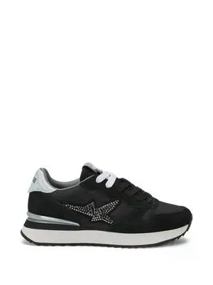 SUN 68 Stargirl Crystal-embellished Leather Sneakers