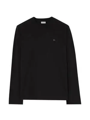 Burberry Long-sleeve Metal Knight Cotton Top - Black