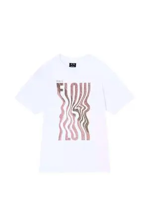 Armani Exchange Glitter-print Cotton T-shirt - White
