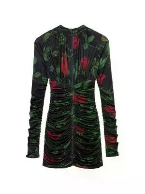 Blumarine Rose-print Ruched Mini Dress