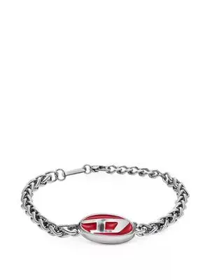DIESEL® Logo-plaque Wheat-chain Bracelet - Silver