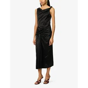 Dries Van Noten Dumas Draped Satin Midi Dress