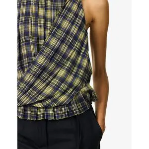 Dries Van Noten Cuneggio Draped Pleat Tartan Top
