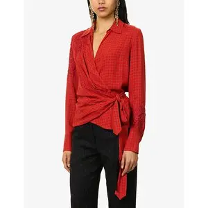 Dries Van Noten Cadea Embellished Wrap Woven Shirt